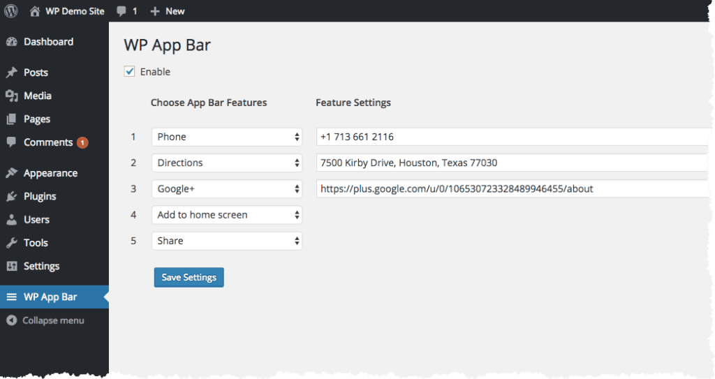 WP App Bar » WP Dev Shed